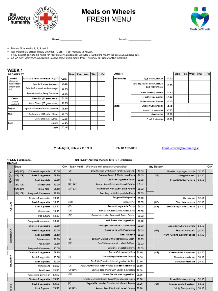 Act Meals On Wheels | PDF | Salad | Meal