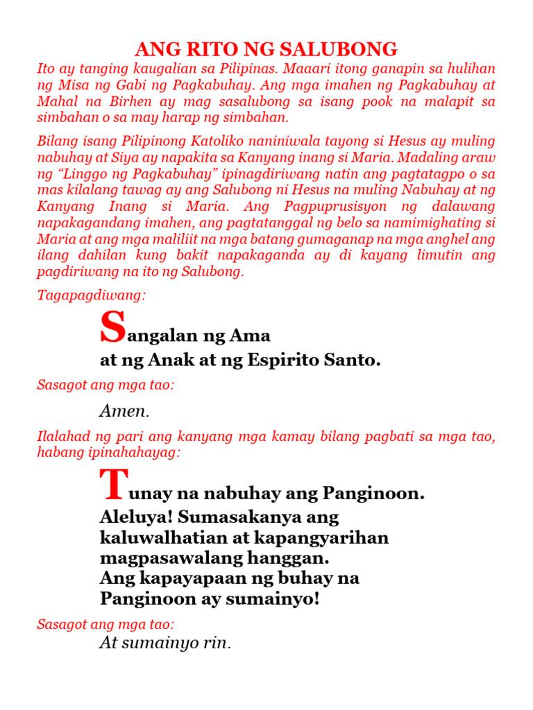 Ang Rito Ng Salubong | PDF