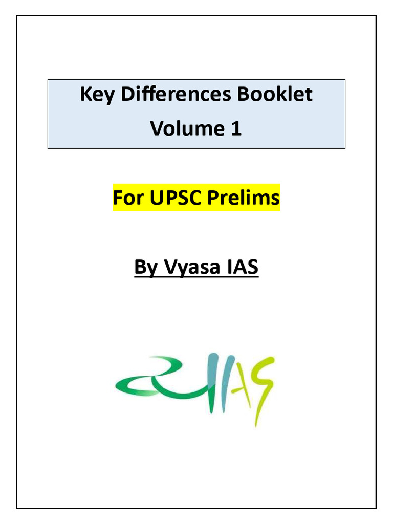 Key Differences Booklet by Vyasa IAS | PDF
