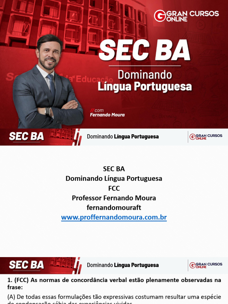 Concurso SEC BA Dominando Língua Portuguesa com Fernando Moura | PDF | Sustentabilidade | Palavra