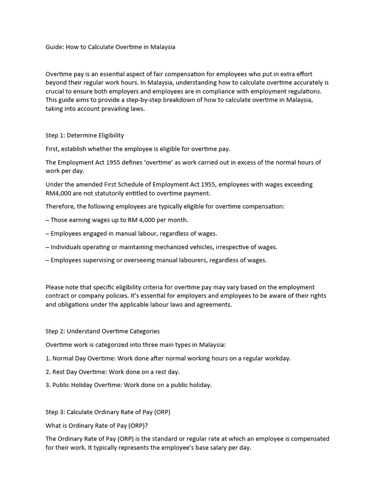 How To Calculate Overtime in Malaysia | PDF | Overtime | Employment