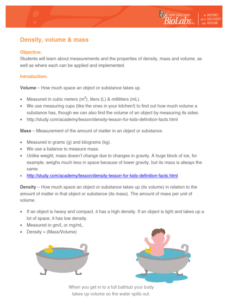 Density Volume and Mass | PDF | Density | Volume