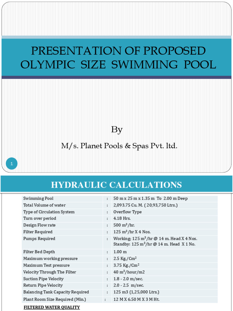 Proposed Olympic Swimming Pool Specs | PDF | Ozone | Chlorine