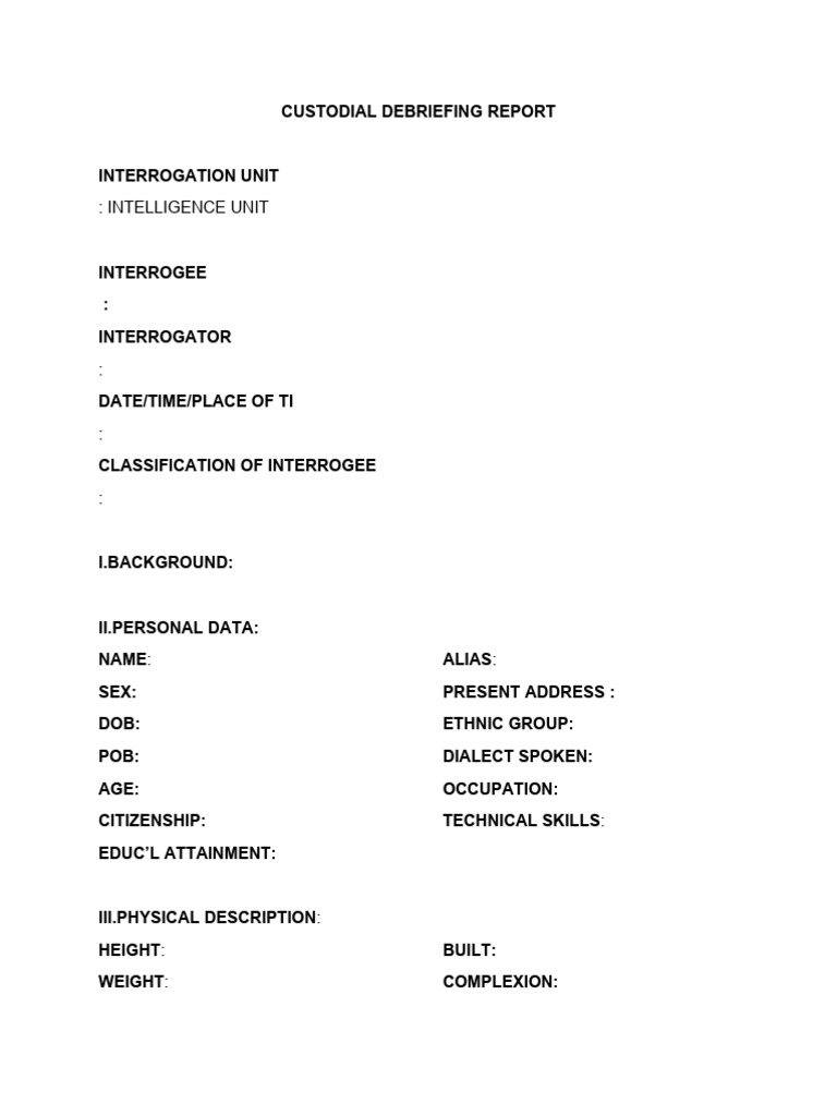 Sample Custodial Debriefing | PDF | Social Science | Law