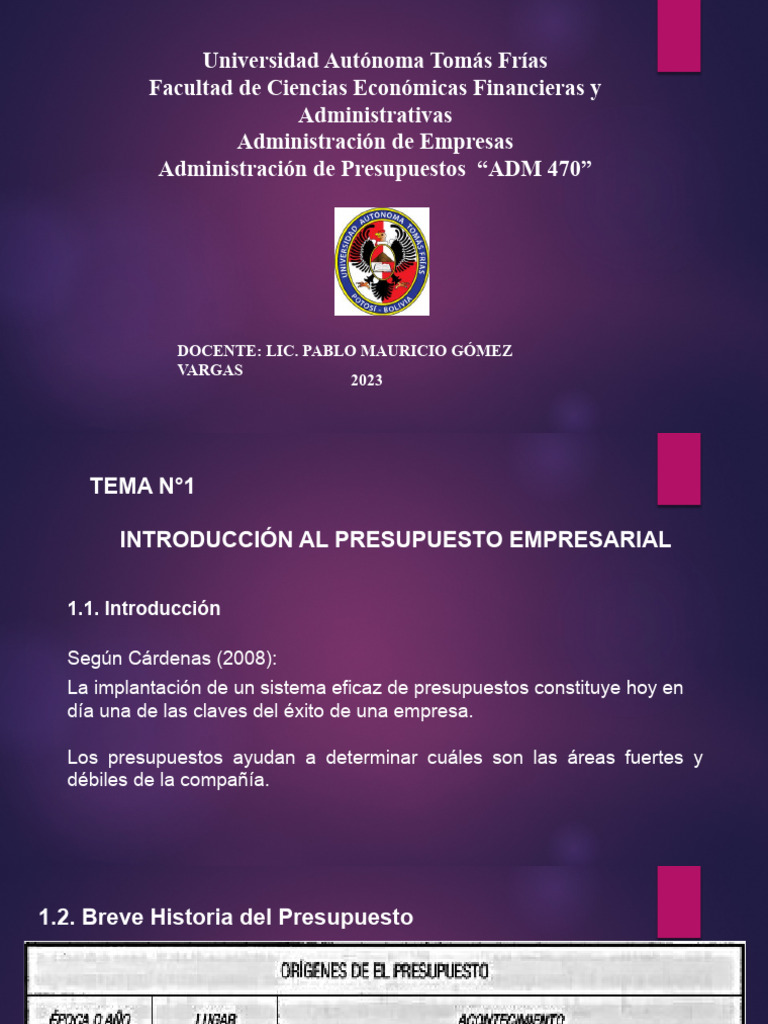 Tema N°1 Adm 470 | PDF | Presupuesto | Planificación