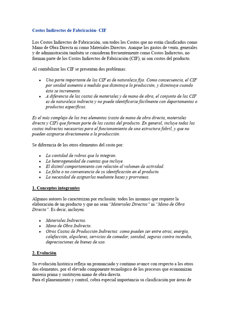 CIF Costos Indirectos de Fabricacion | PDF | Costo | Presupuesto