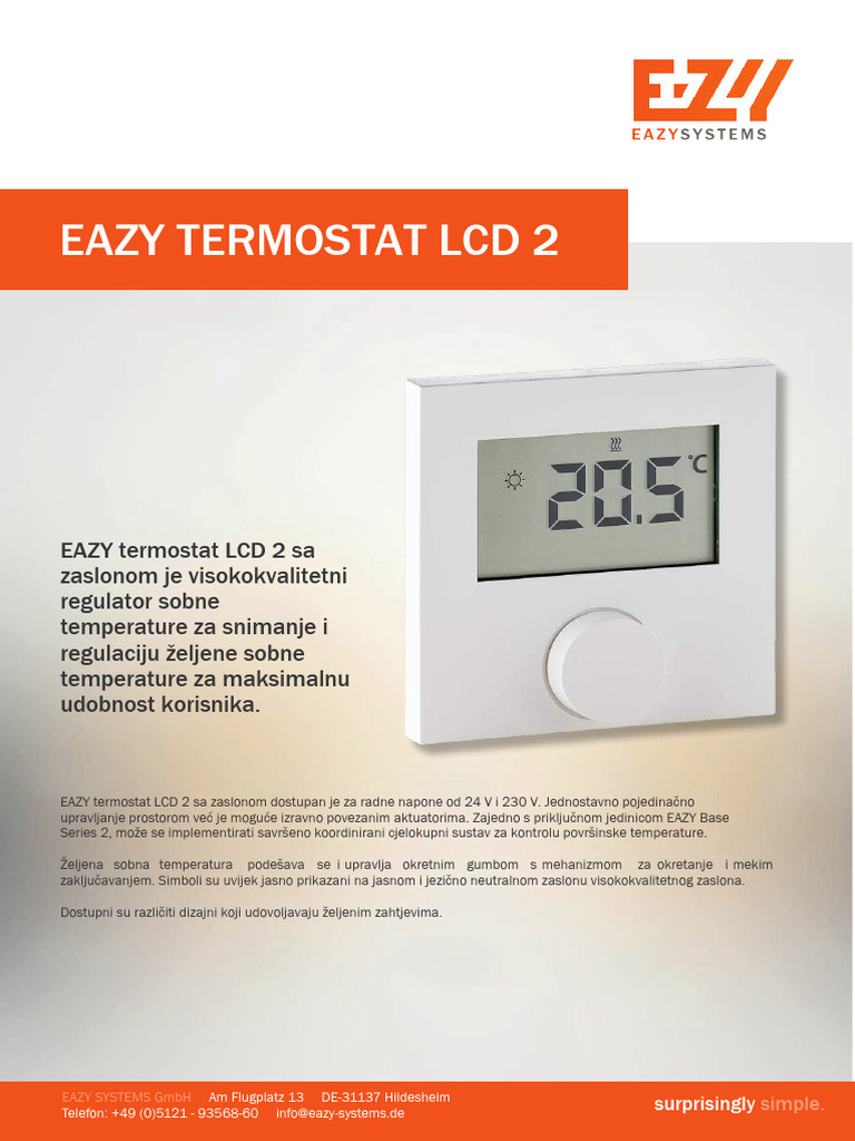 EAZY DE Datenblatt Thermostat2 LCD-HR | PDF