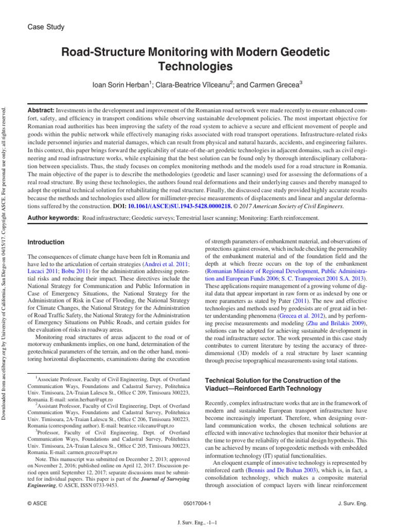 Road-Structure Monitoring With Modern Geodetic | PDF | Surveying | Road