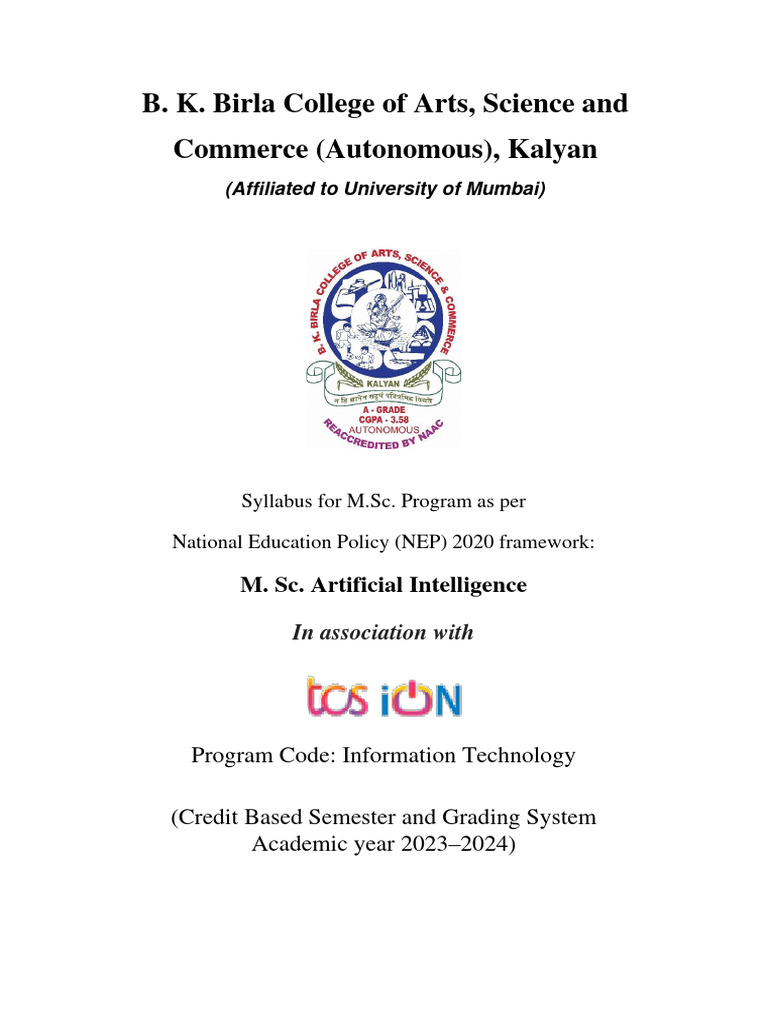 M.Sc. AI Syllabus As Per NEP 2020 | PDF | Artificial Intelligence ...