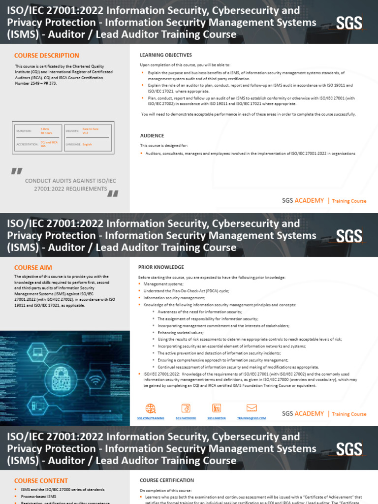 SGS ACADEMY Training Course EN - ISO-IEC 270001+2022 | PDF ...
