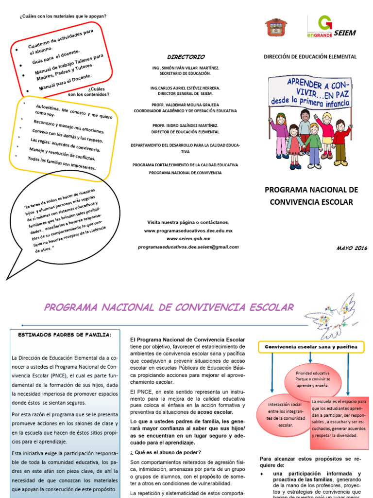 Tríptico Programa Convivencia | Descargar gratis PDF | Aprendizaje | Ciencia cognitiva