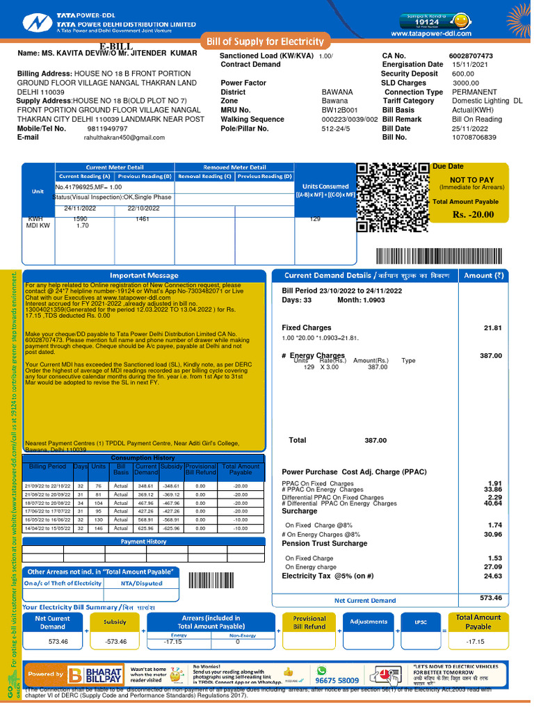 ELECTRICITY | Download Free PDF | Cheque | Payments