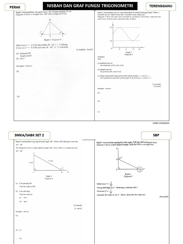 f5 Bab 6 Nisbah Dan Fungsi Trigonometri | PDF