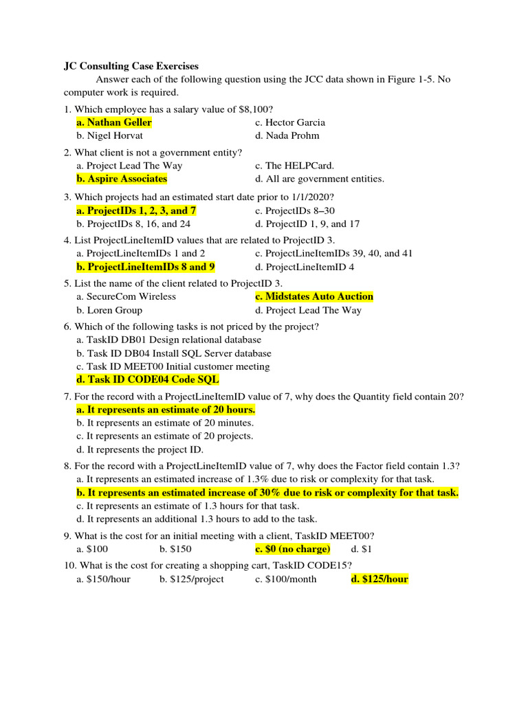 Concepts of Database Management (10th Edition) Chapter 1 Solutions | PDF | Employment | Databases