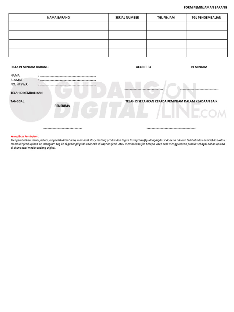 Form Peminjaman Barang | PDF | Komputer