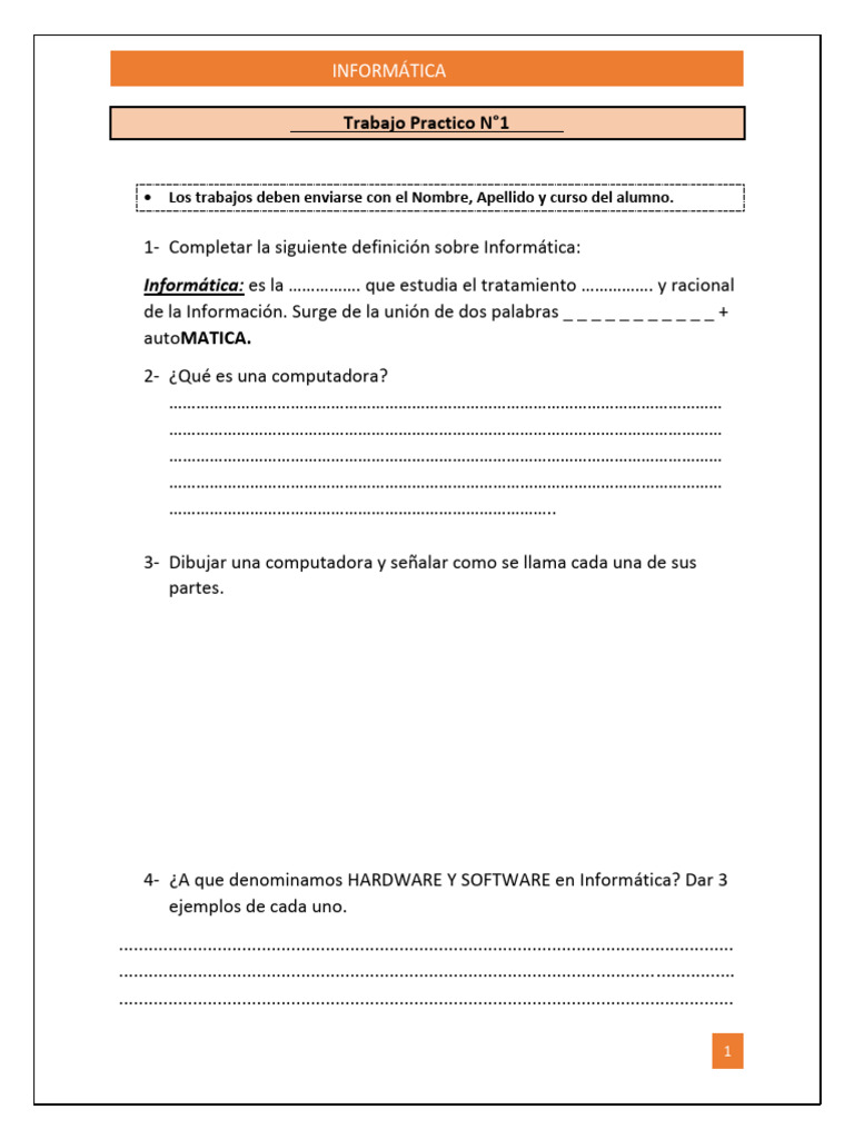 Tp N°1 Informatica | PDF | Informática | Hardware de la computadora
