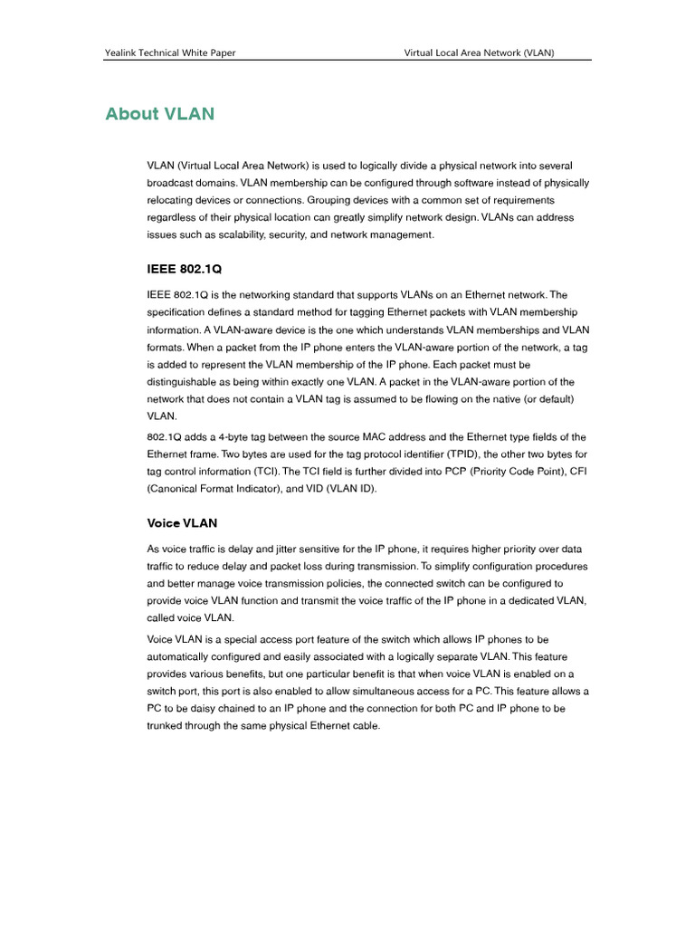 VLAN+Feature+on+Yealink+IP+Phones | PDF | Computer Network | Ip Address