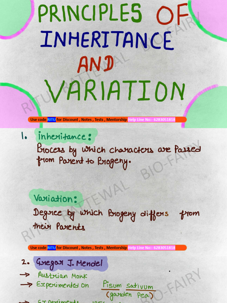 Principles of Inheritance and Variation - Compressed-Invert | PDF
