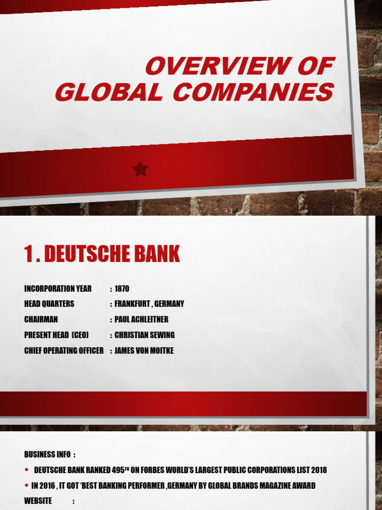 Global Company Profiles Overview | PDF | Intel | Business