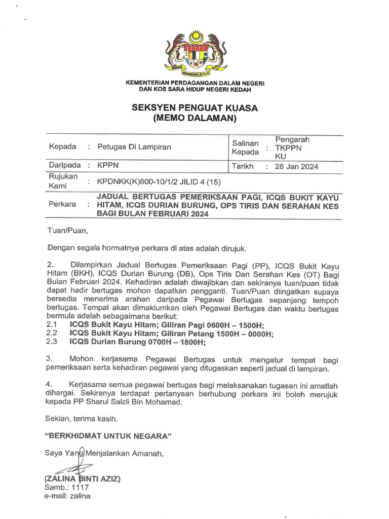 Jadual PGK Ast - Feb 2024 | PDF