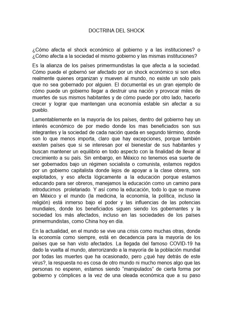 Doctrina Del Shock | PDF | Sociedad | Gobierno