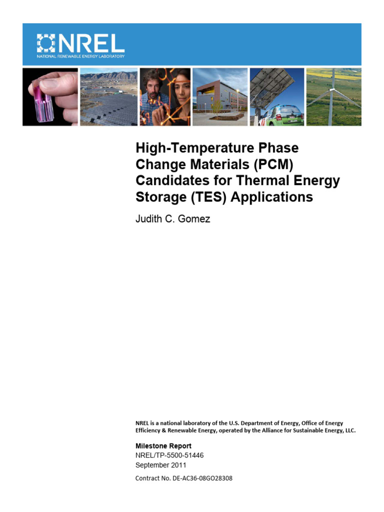 High-Temperature Phase Change Materials (PCM) Candidates For Thermal ...