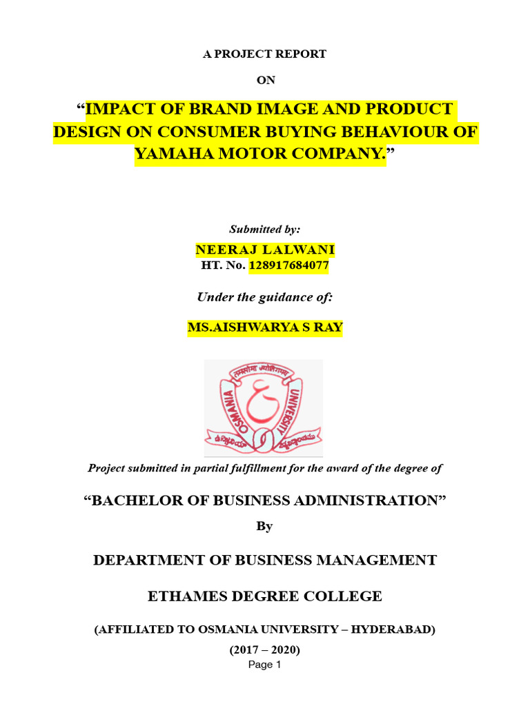 PDF Format of Marketing Project 2020 Complete | PDF | Brand | Motorcycle