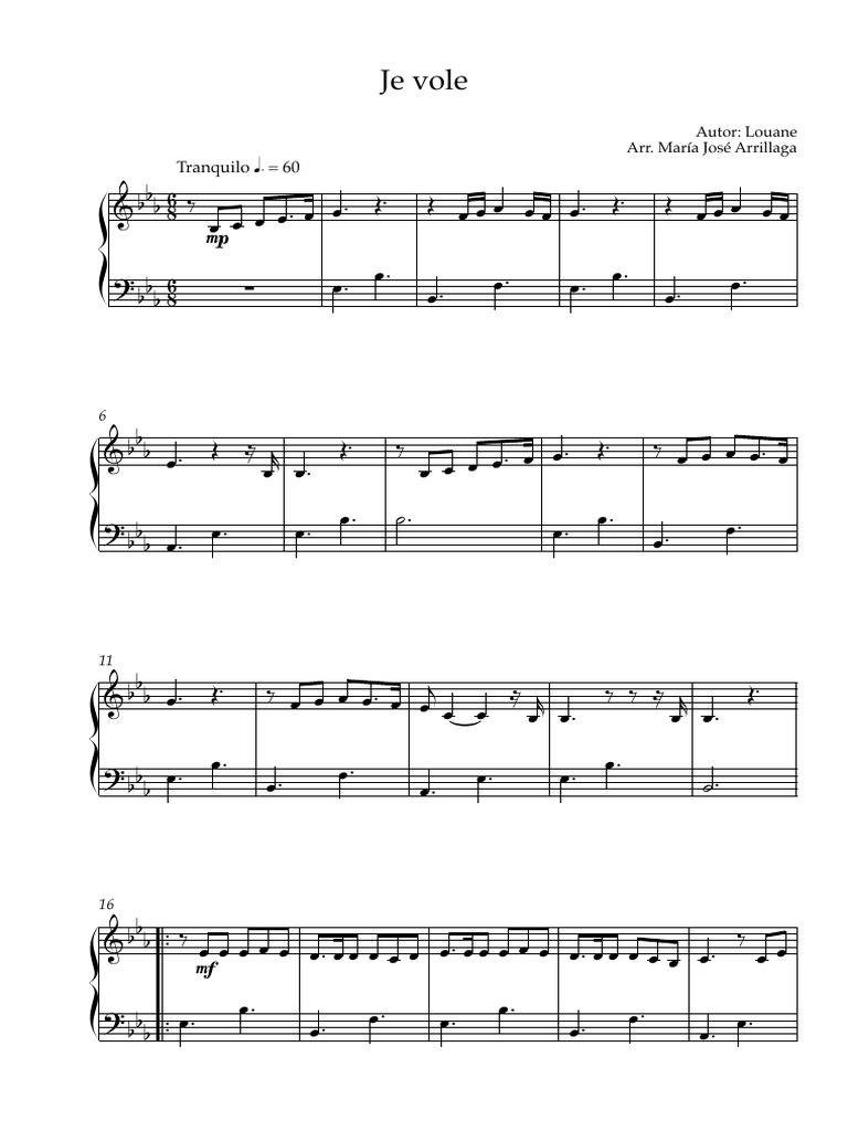 Je Vole - Partitura Completa | PDF