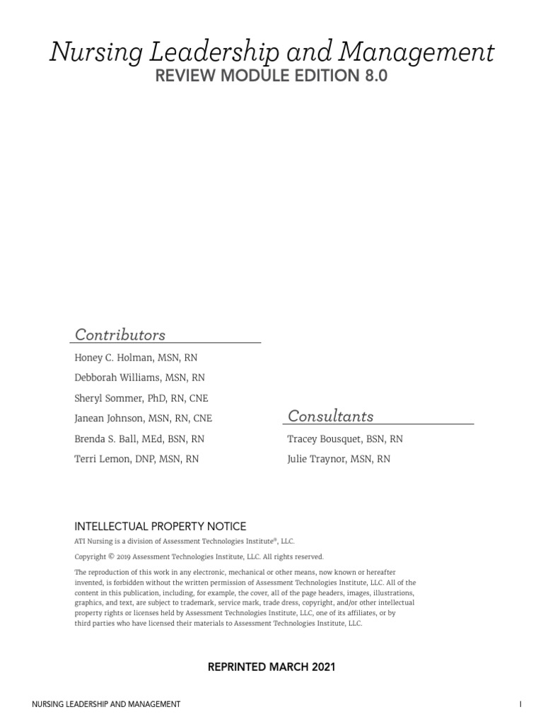 ATI Nursing Leadership and Management | PDF | Leadership | National ... ATI Nursing Leadership and Management | PDF | Leadership | National ...