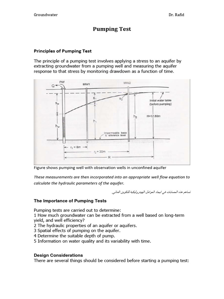 Principles of Pumping Test | PDF | Aquifer | Earth Sciences