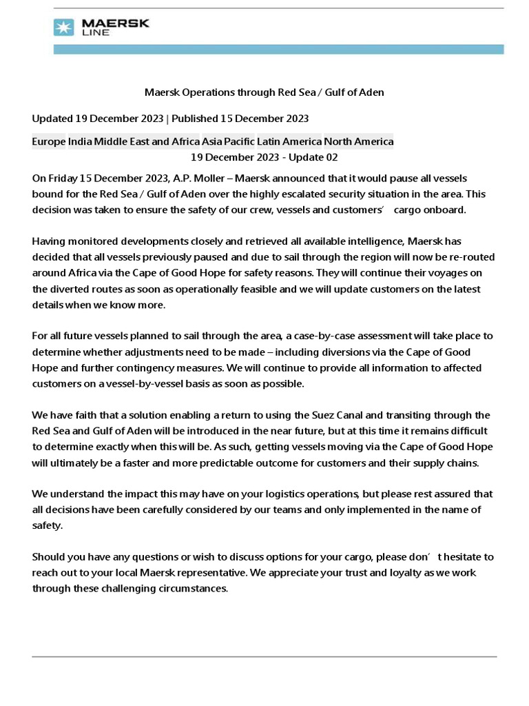 Maersk | PDF | Red Sea | Aden