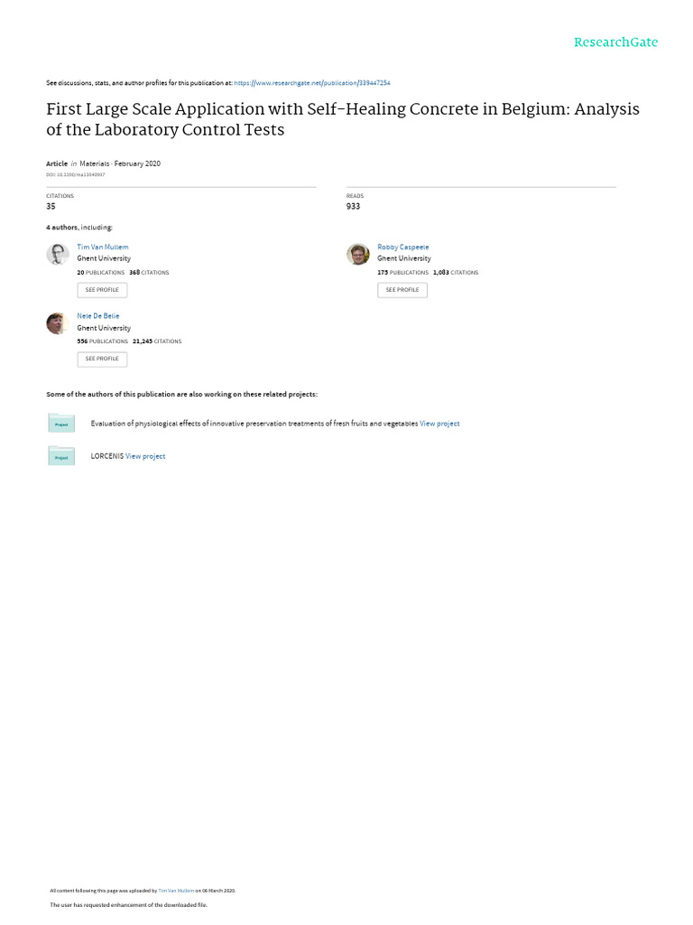 First Large Scale Application with Self-Healing Concrete in Belgium_ Analysis of the Laboratory ...