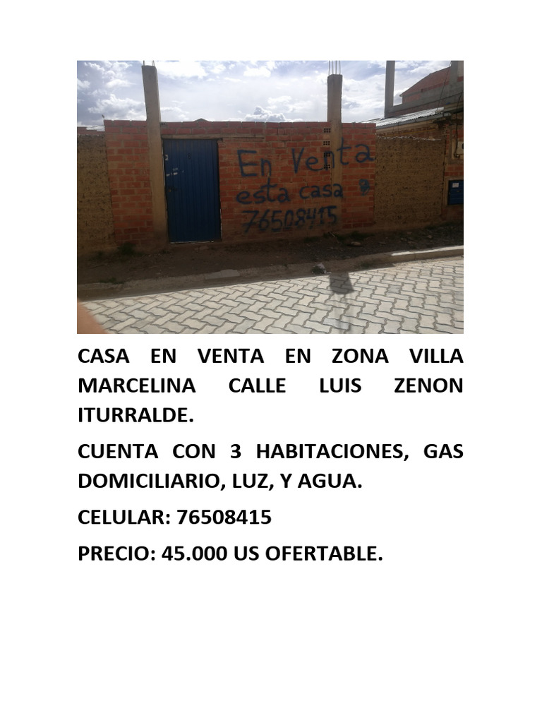 Casas en Venta: Villa Marcelina y Natividad | PDF