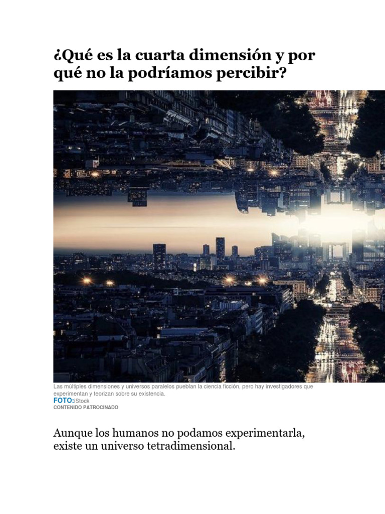 Qué es la cuarta dimensión y por qué no la podríamos percibir | PDF ...