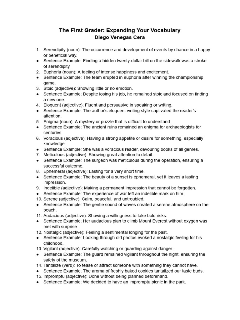Serendipity: Vocabulary Expansion Example | PDF | Adjective