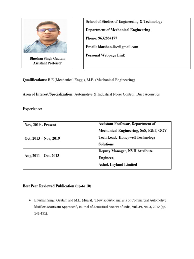 Resume Format - BSG | PDF | Sound | Classical Mechanics