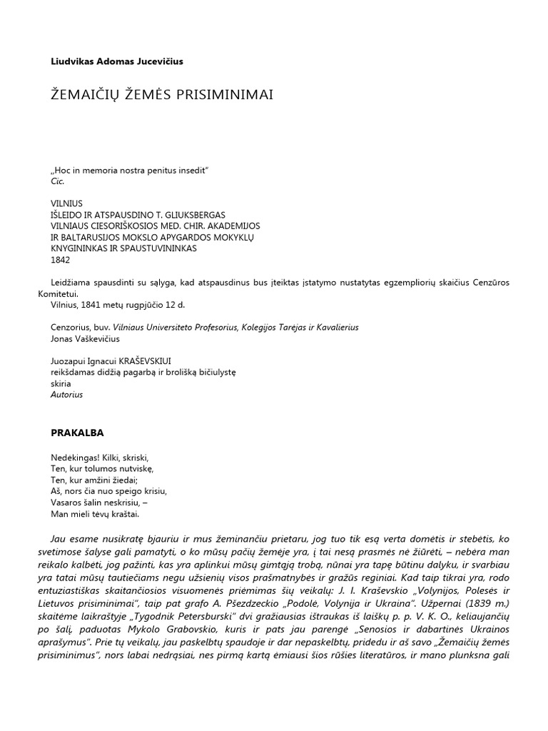 Liudvikas_Adomas_Jucevičius._Žemaičių_žemės_prisiminimai.LG6304 | PDF
