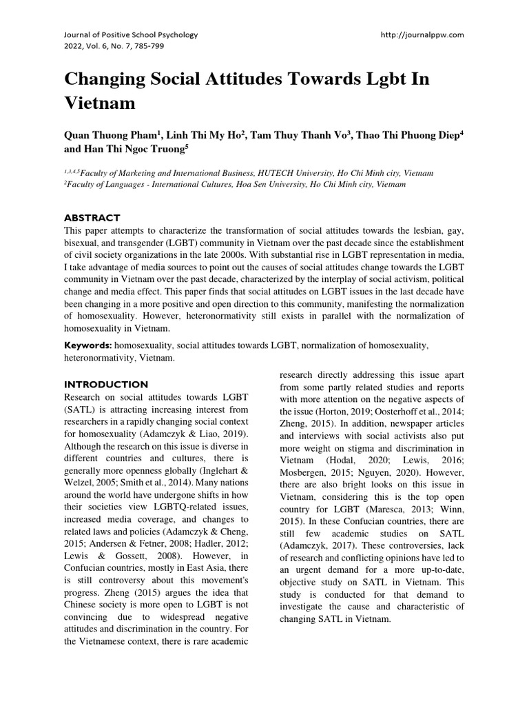Evolving LGBT Social Attitudes in Vietnam | PDF | Attitude (Psychology ...