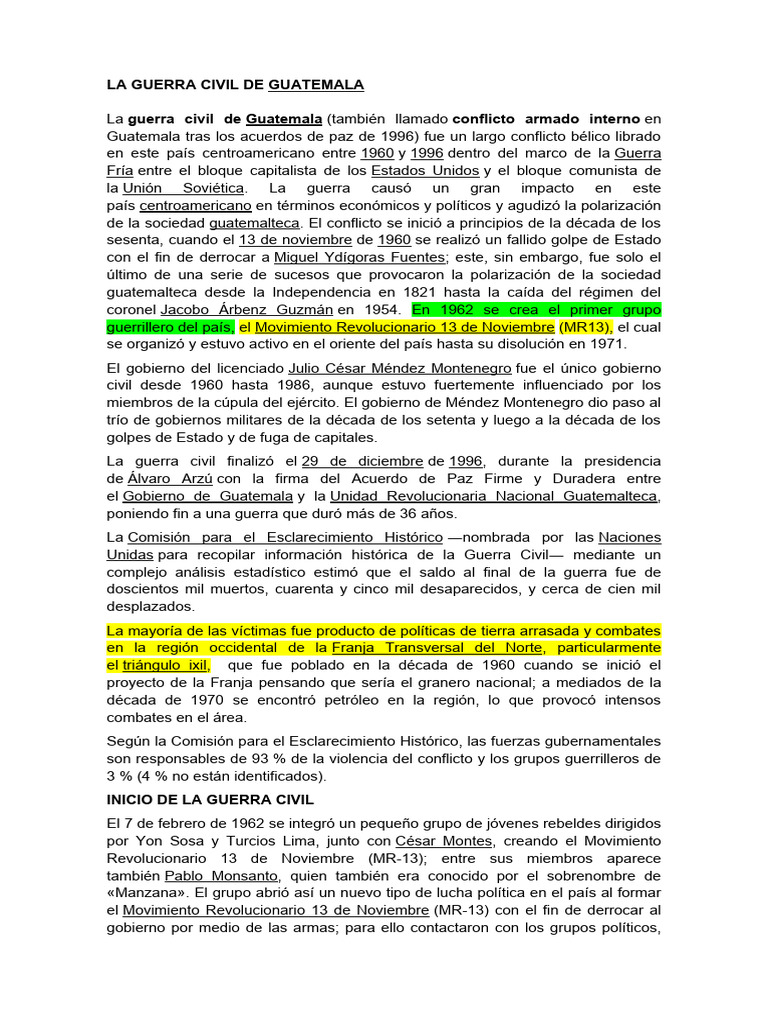 Guerra Civil en Guatemala: 1960-1996 | PDF | Guatemala