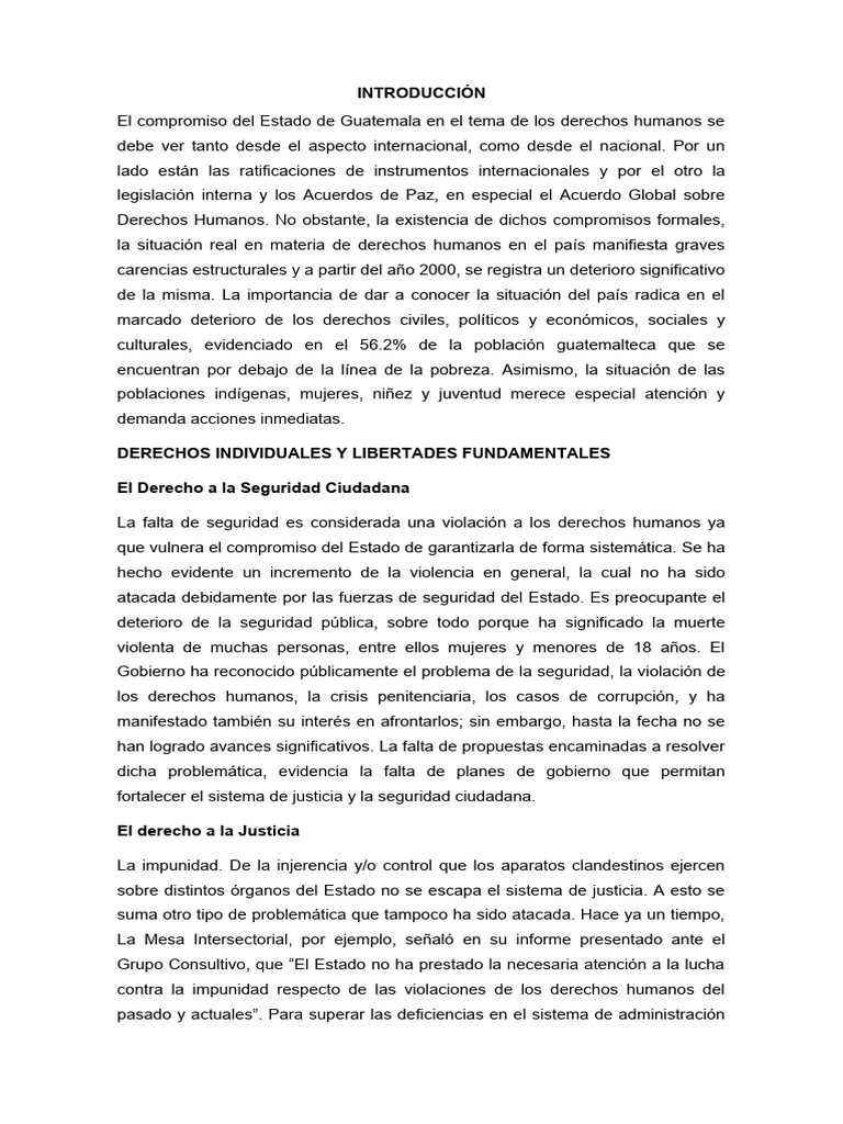 Derechos Humanos en Guatemala: Análisis Actual | PDF | Prisión | Guatemala
