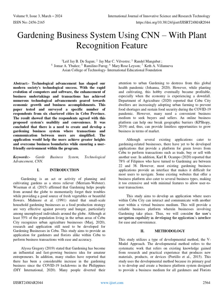 Gardening Business System Using CNN - With Plant Recognition Feature ...