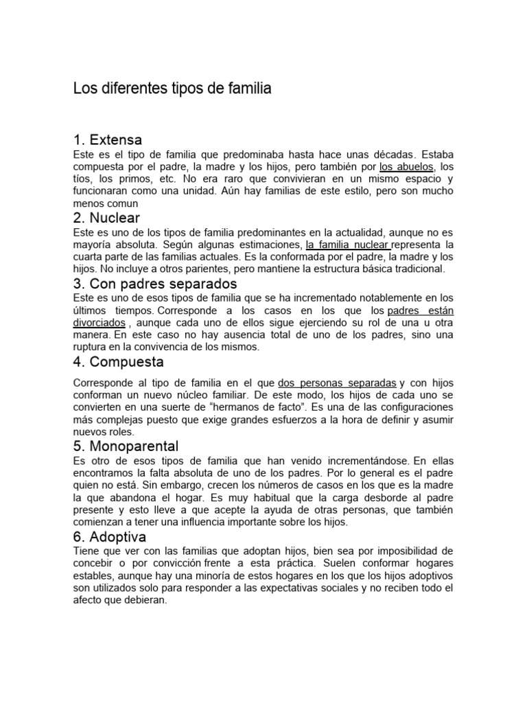 Tipos de Familias: 11 Clasificaciones | PDF