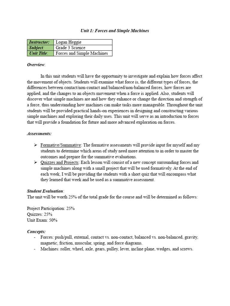 Grade 3 Science: Forces & Simple Machines | PDF | Force | Friction