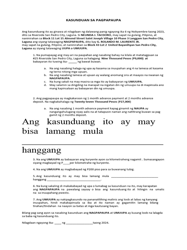 Kasunduan 2024 PDF | PDF