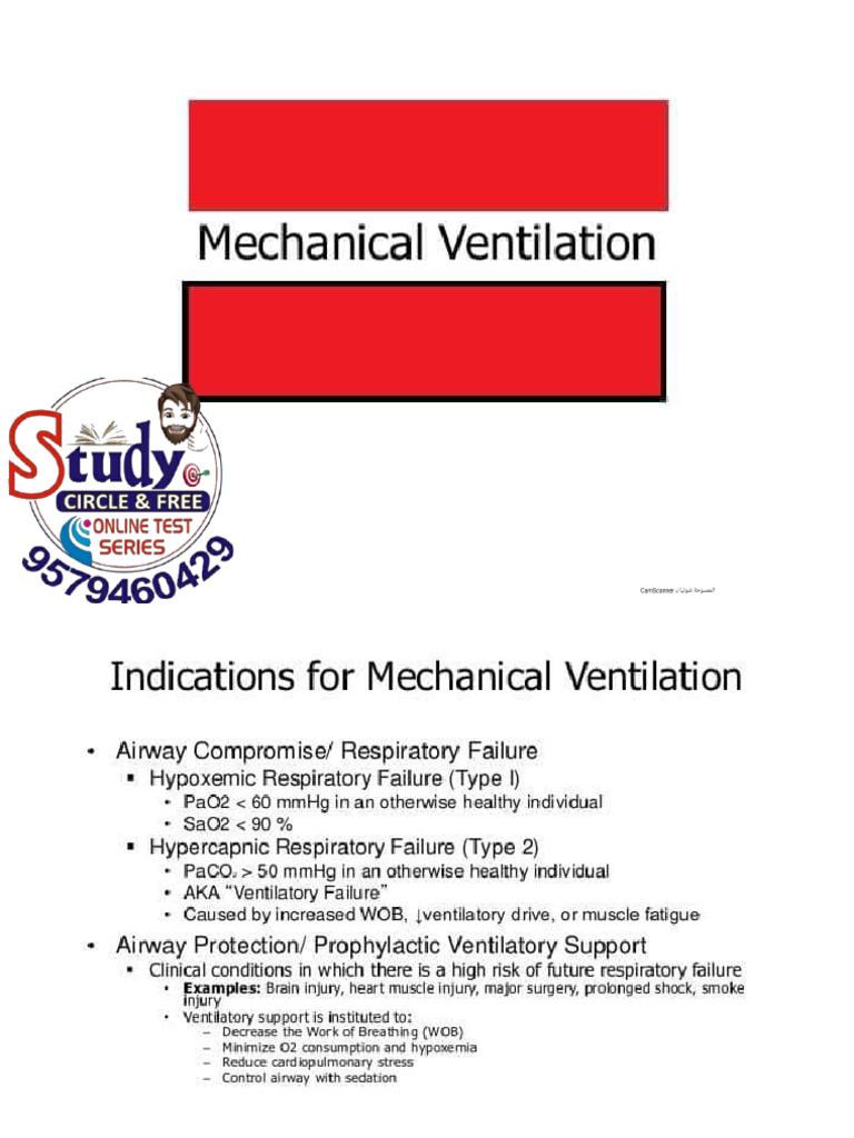 Mechanical Ventilation Short Notes | PDF