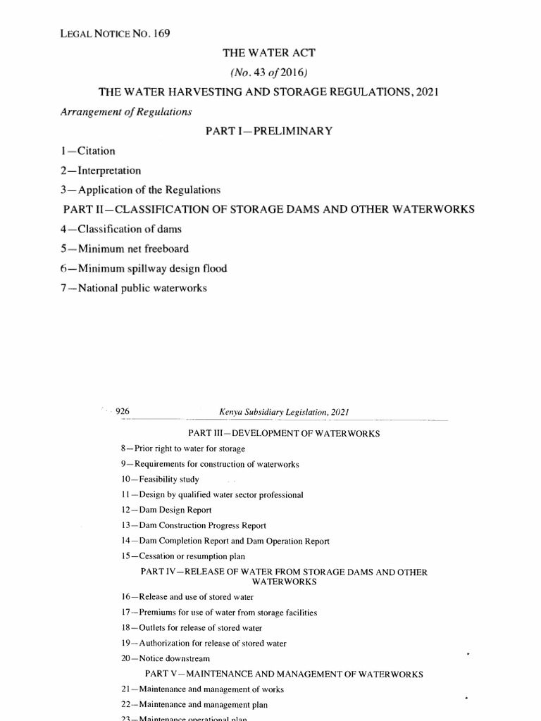 Water Harvesting and Storage Regulations, 2021 | PDF | Dam | Flood