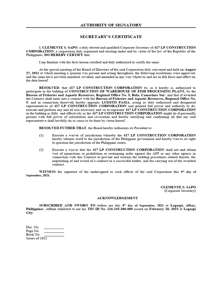 O - Authority of Signatory | PDF | Judiciaries | Justice