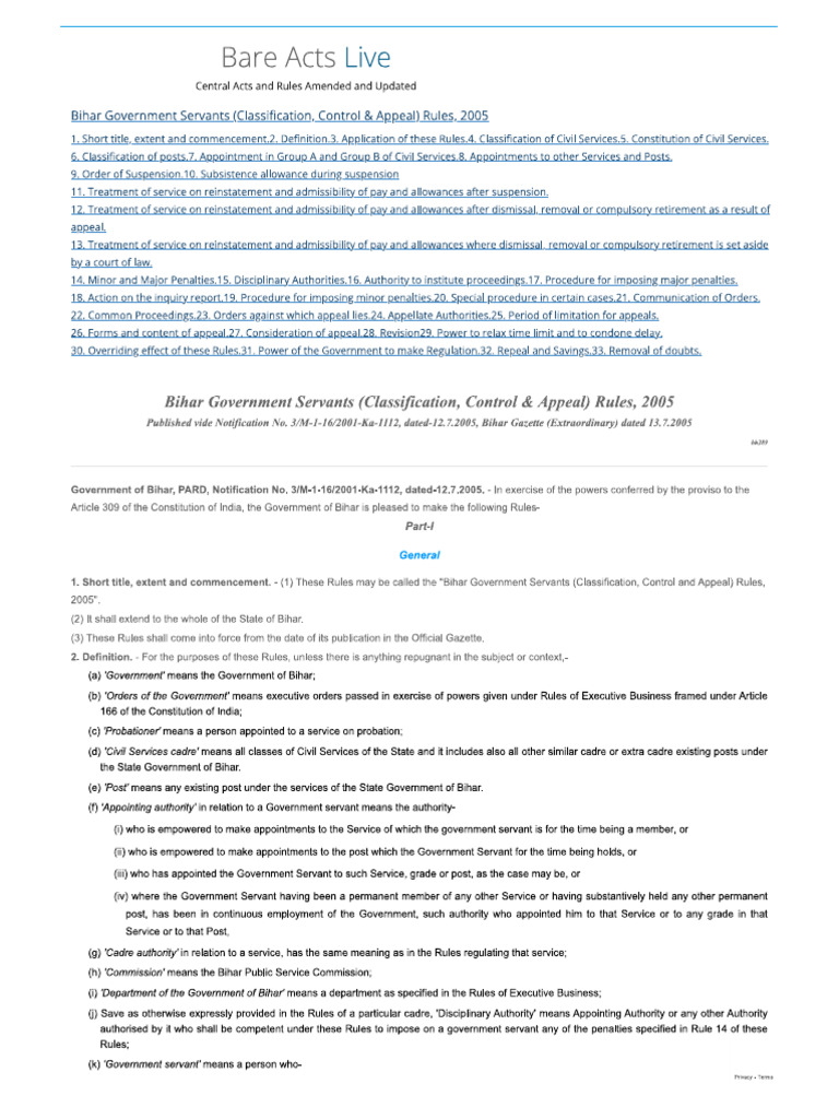 Bihar Service Code2005 | PDF