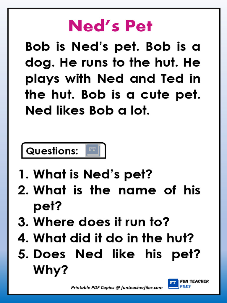 English Reading Passages With Comprehension Questions Set 3 | PDF