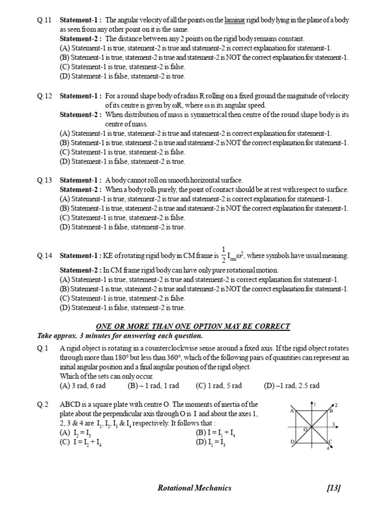 Rotational Mechanics - 4 | PDF | Rotation Around A Fixed Axis | Torque